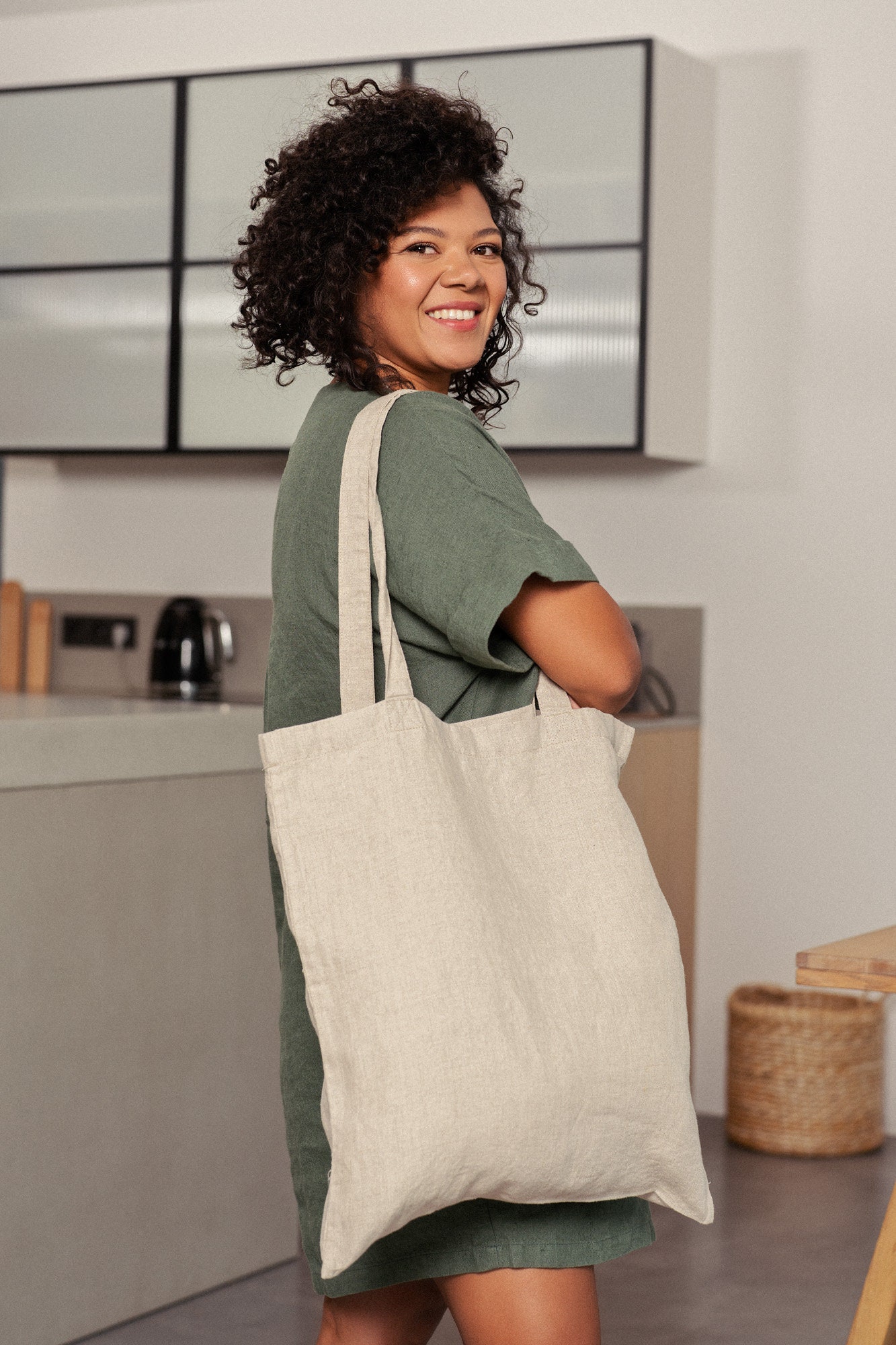 Natural Linen Summer Tote Bag - Linen Beach Bag - Shopping Linen Tote ...