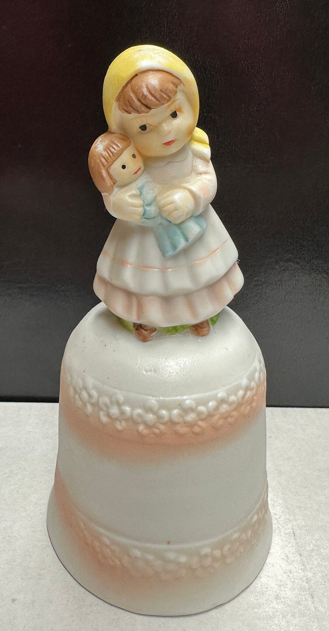 Little Girl Holding Her Doll Bell Ceramic Collectible Very Cute Little ...