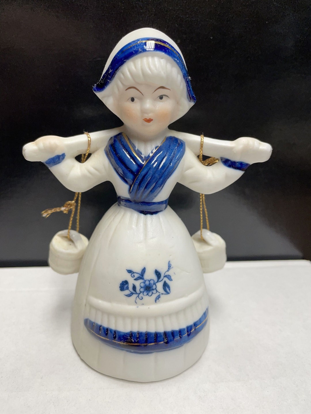 Vintage Dutch Girl Milk Maid Bell Pretty Blue and White - Etsy
