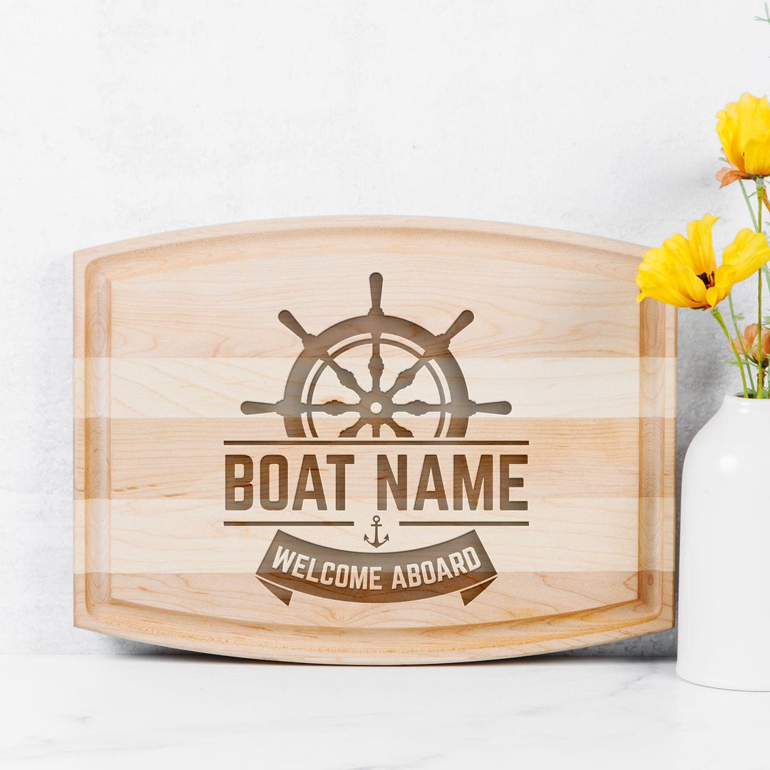 Personalized Boat Name Engraved Cutting Board, Boat Accessory, Boat ...