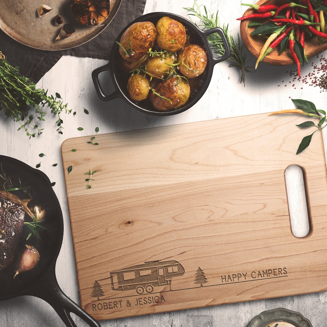Happy Campers Rv Gifts Personalized Cutting Board Rv Decor Camper Decor ...