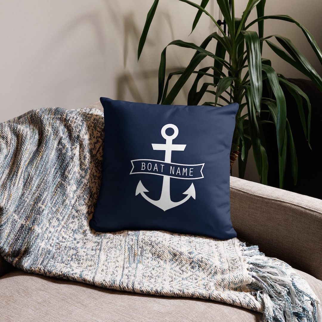Personalized Boat Name Pillow Boat Accessories Boat Gift Nautical Decor ...