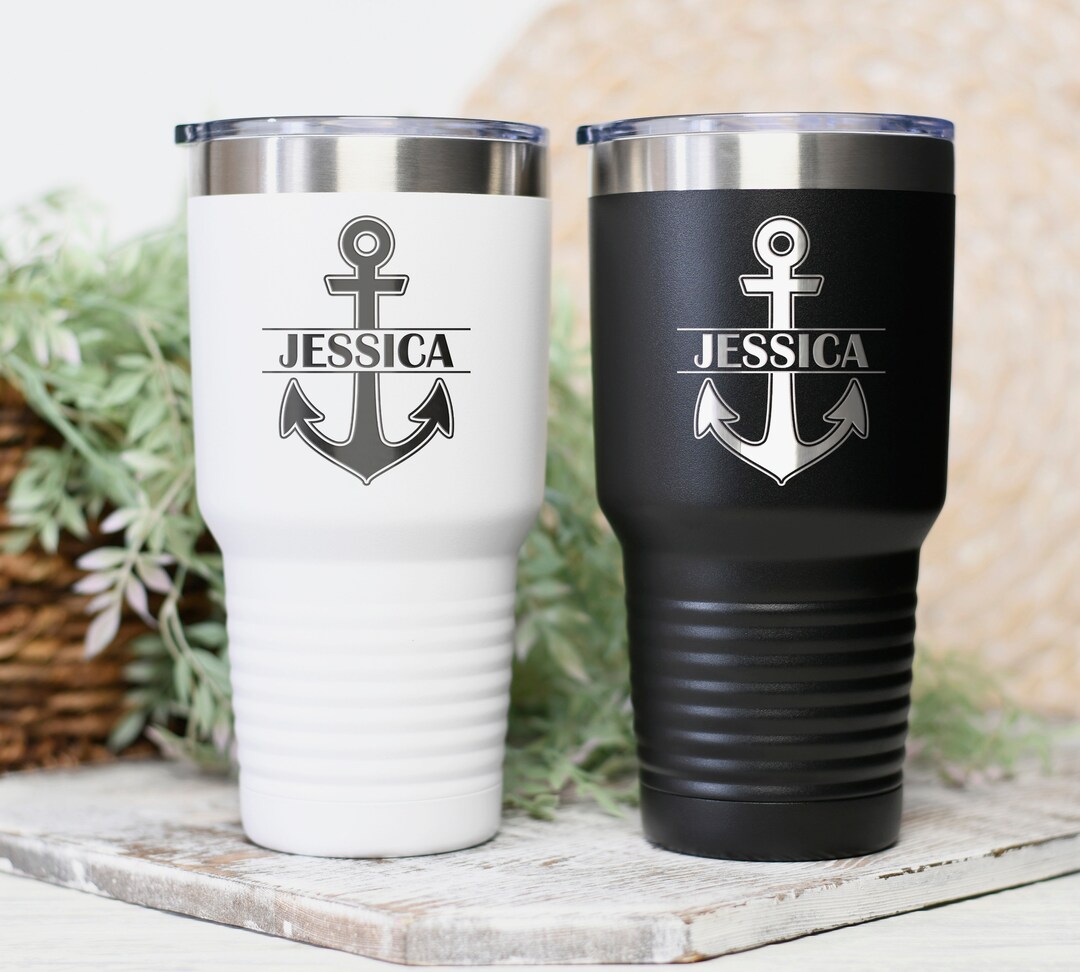 Personalized Boat Gift Boat Accessories Monogram Anchor Tumbler Cup ...
