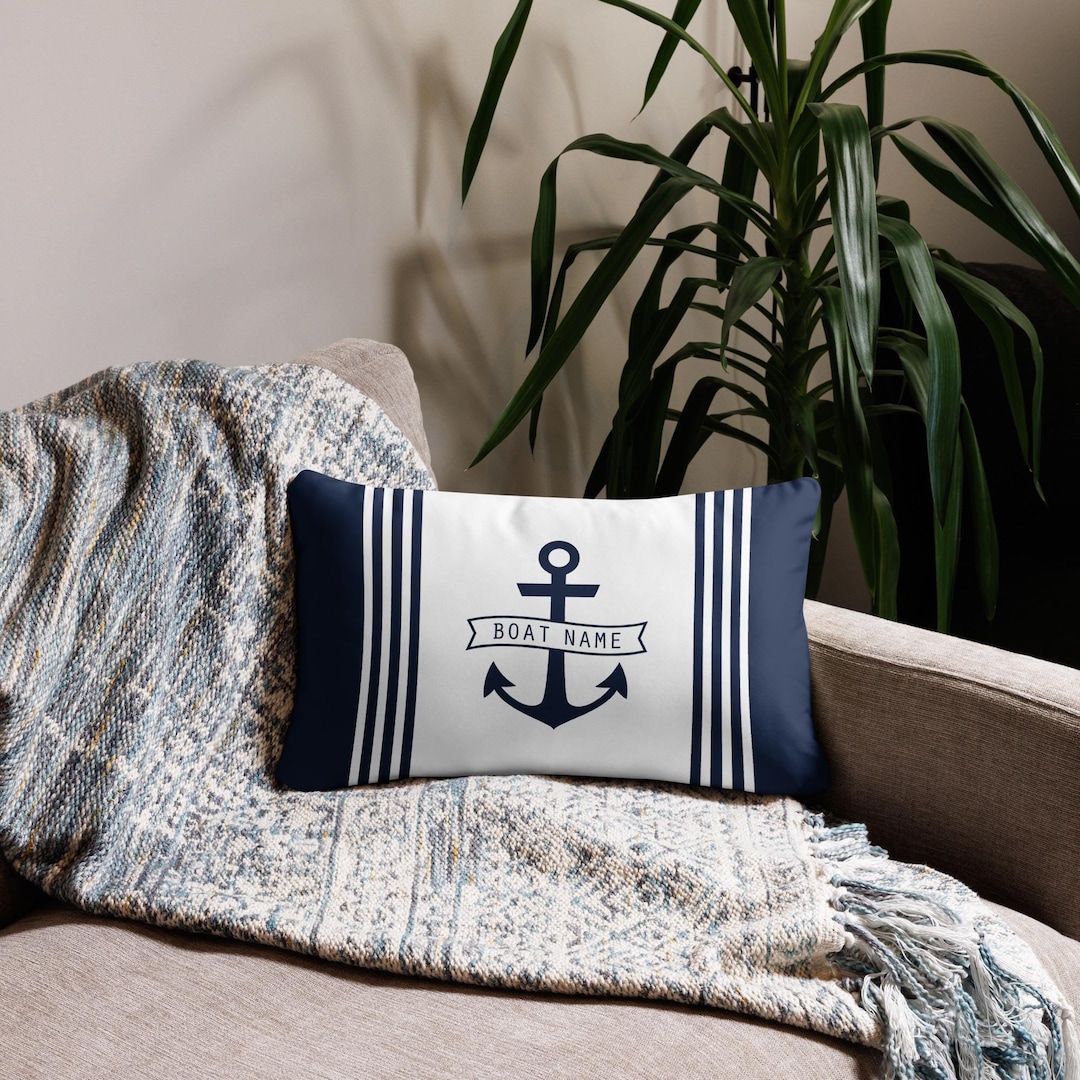 Boat Name Pillow Boat Gift Boat Accessories Personalized Nautical ...