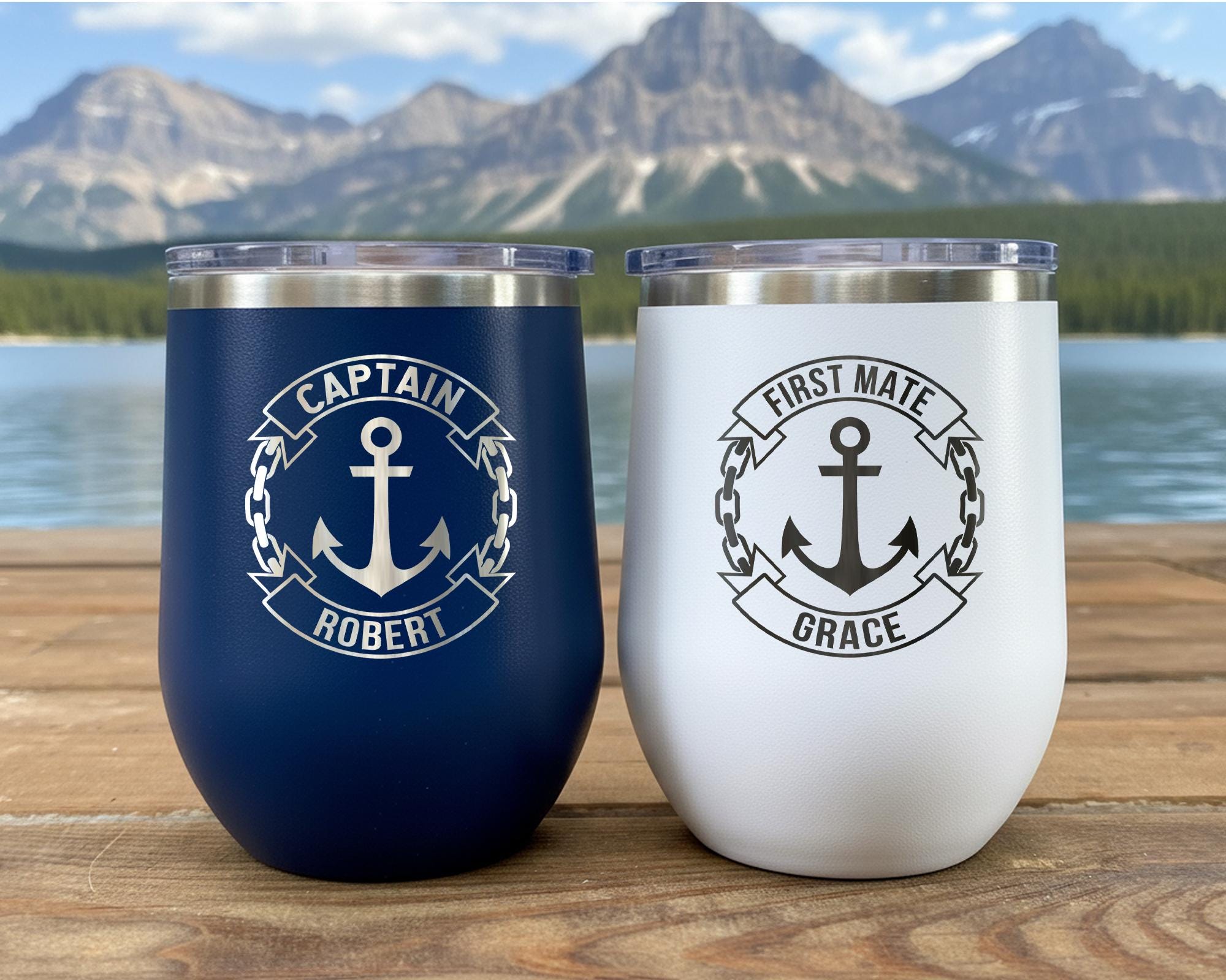 Personalized Captain First Mate Cups Nautical Tumbler Boat Captain Gift ...