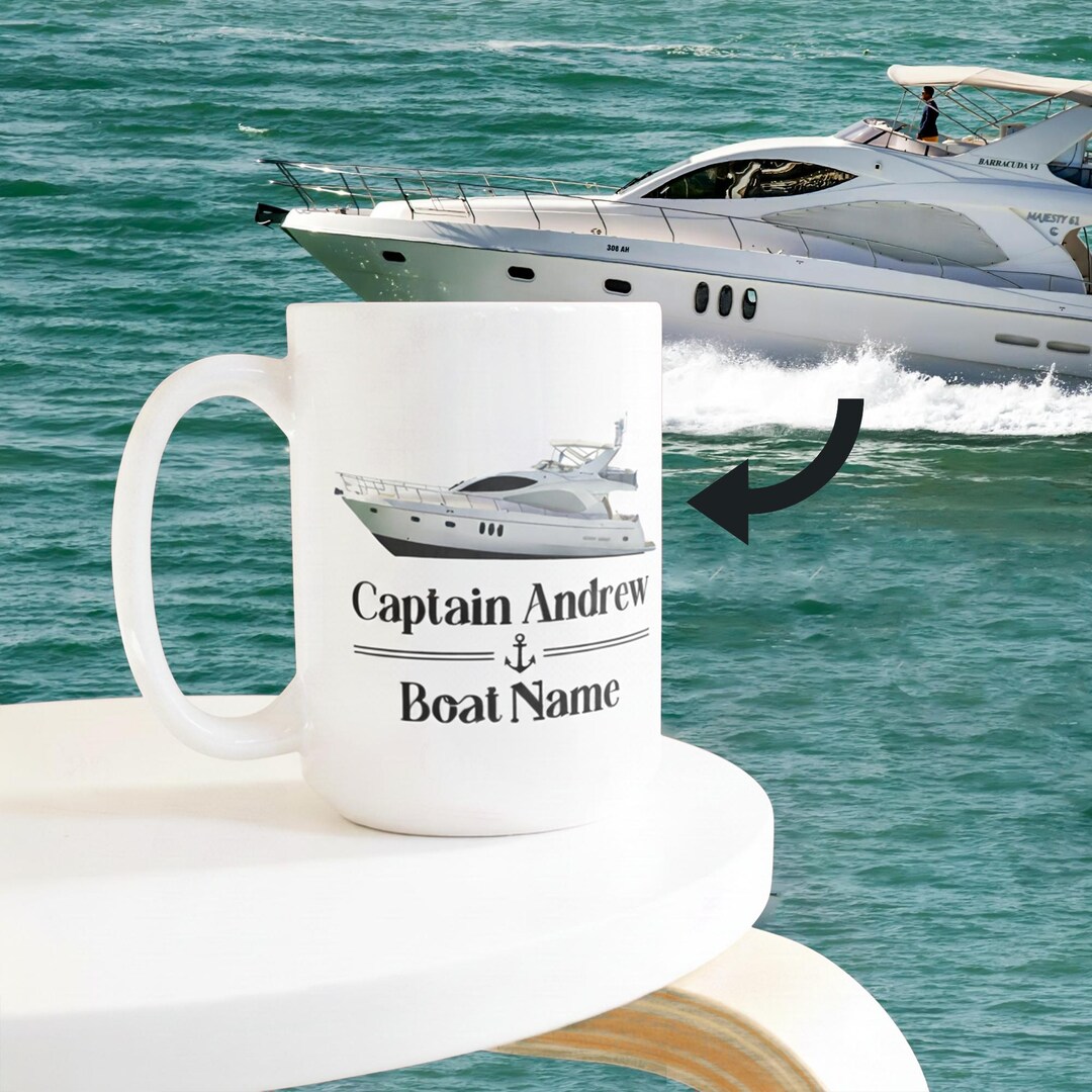 Custom Boat Captain Mug Personalized Nautical Gift Ceramic Coffee ...