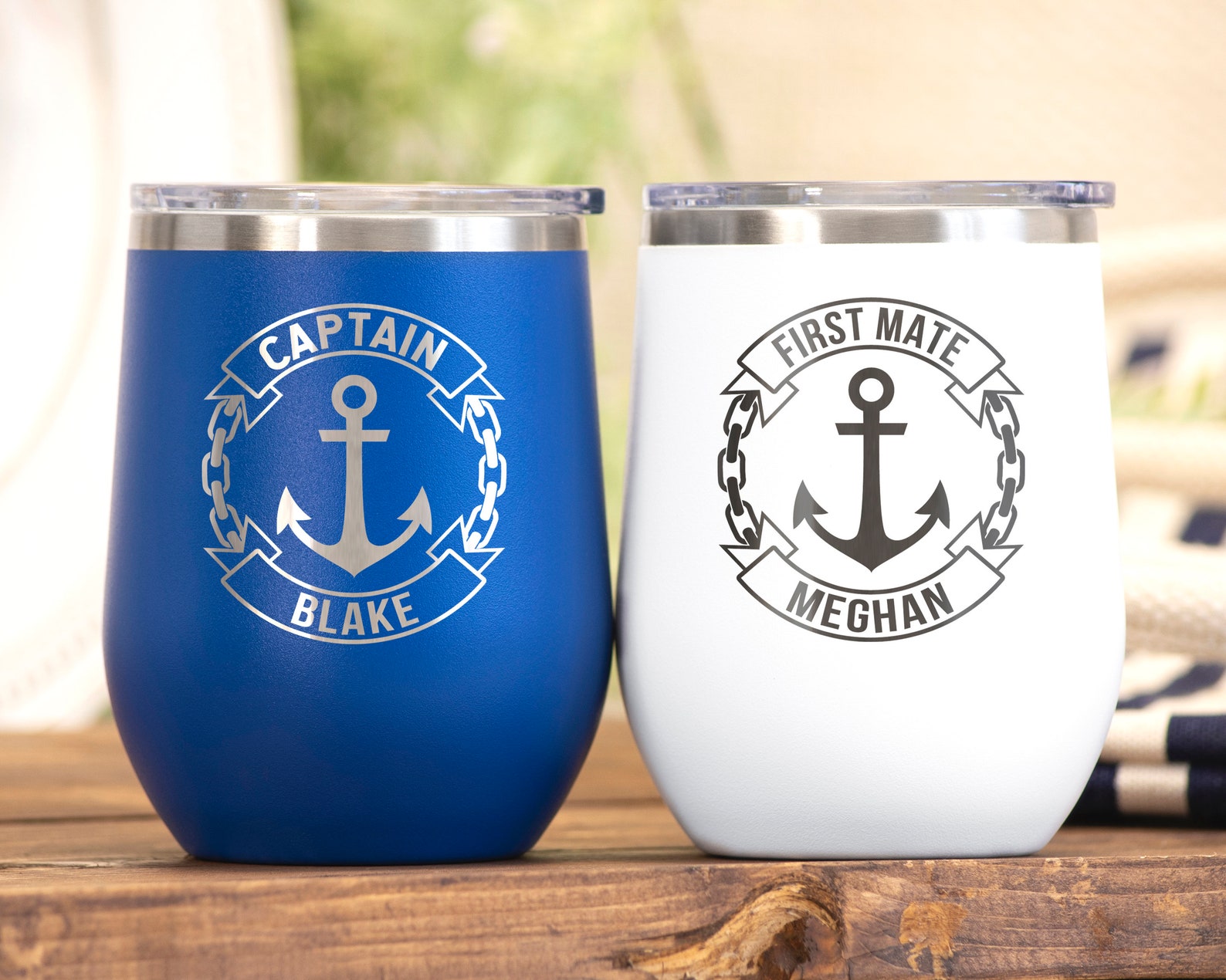 Personalized Captain First Mate Cups Nautical Tumbler Boat Captain Gift ...