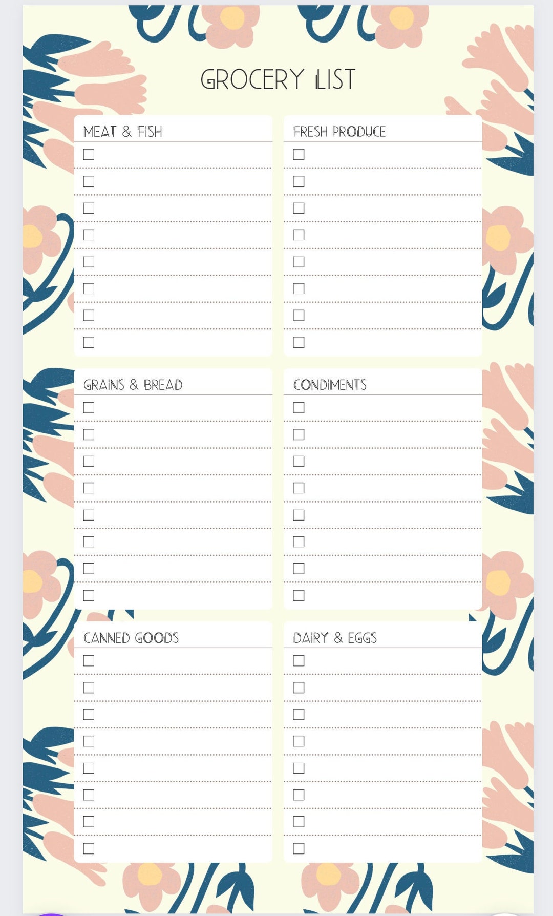 Digital Grocery List With Categories - Etsy