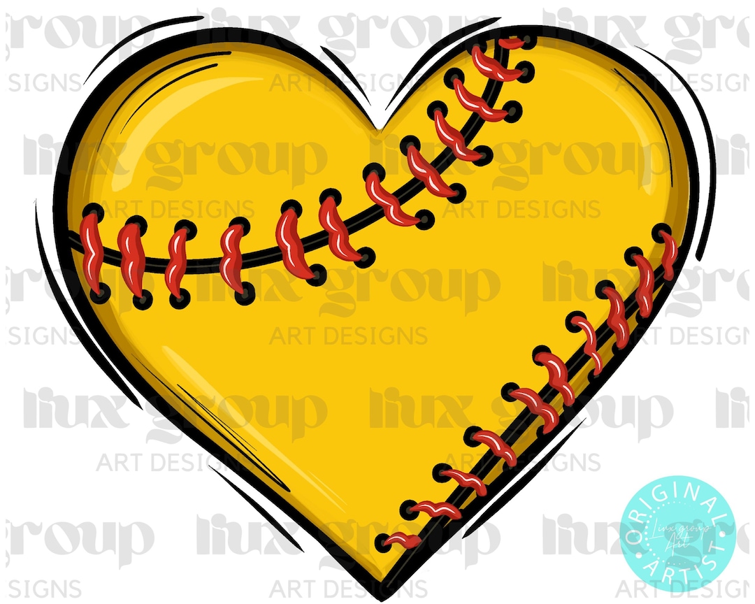Softball Heart PNG, Softball Sublimation PNG Design, Softball Hand ...