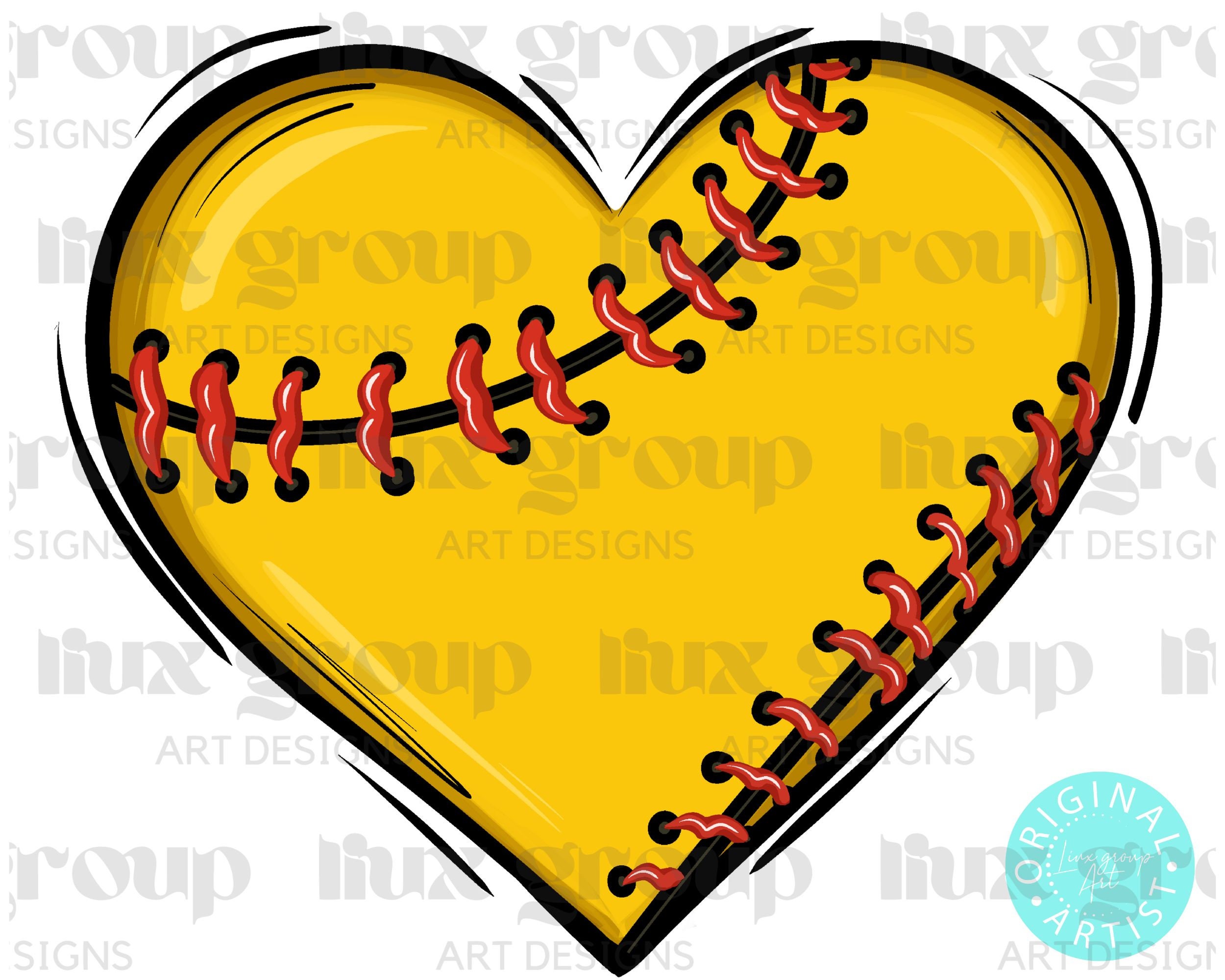 Softball Heart PNG, Softball Sublimation PNG Design, Softball Hand ...