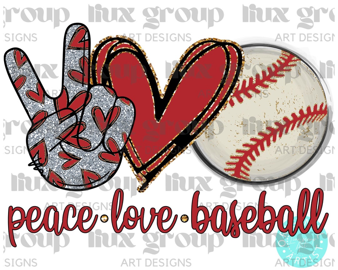 Peace Love Baseball PNG, Baseball Sublimation Design, Baseball Red Png ...