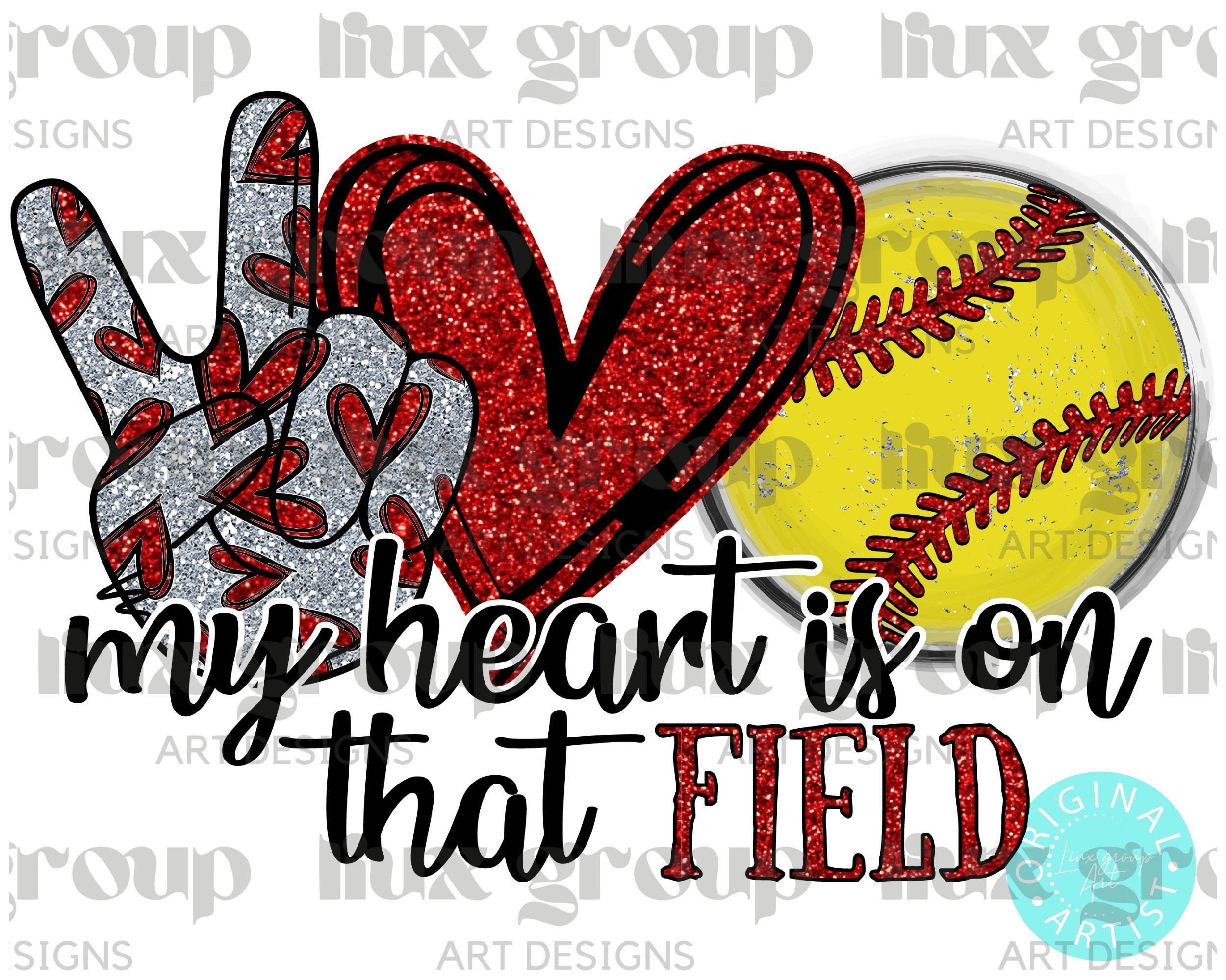 My Heart is on That Field Softball PNG, Peace Love Softball PNG ...