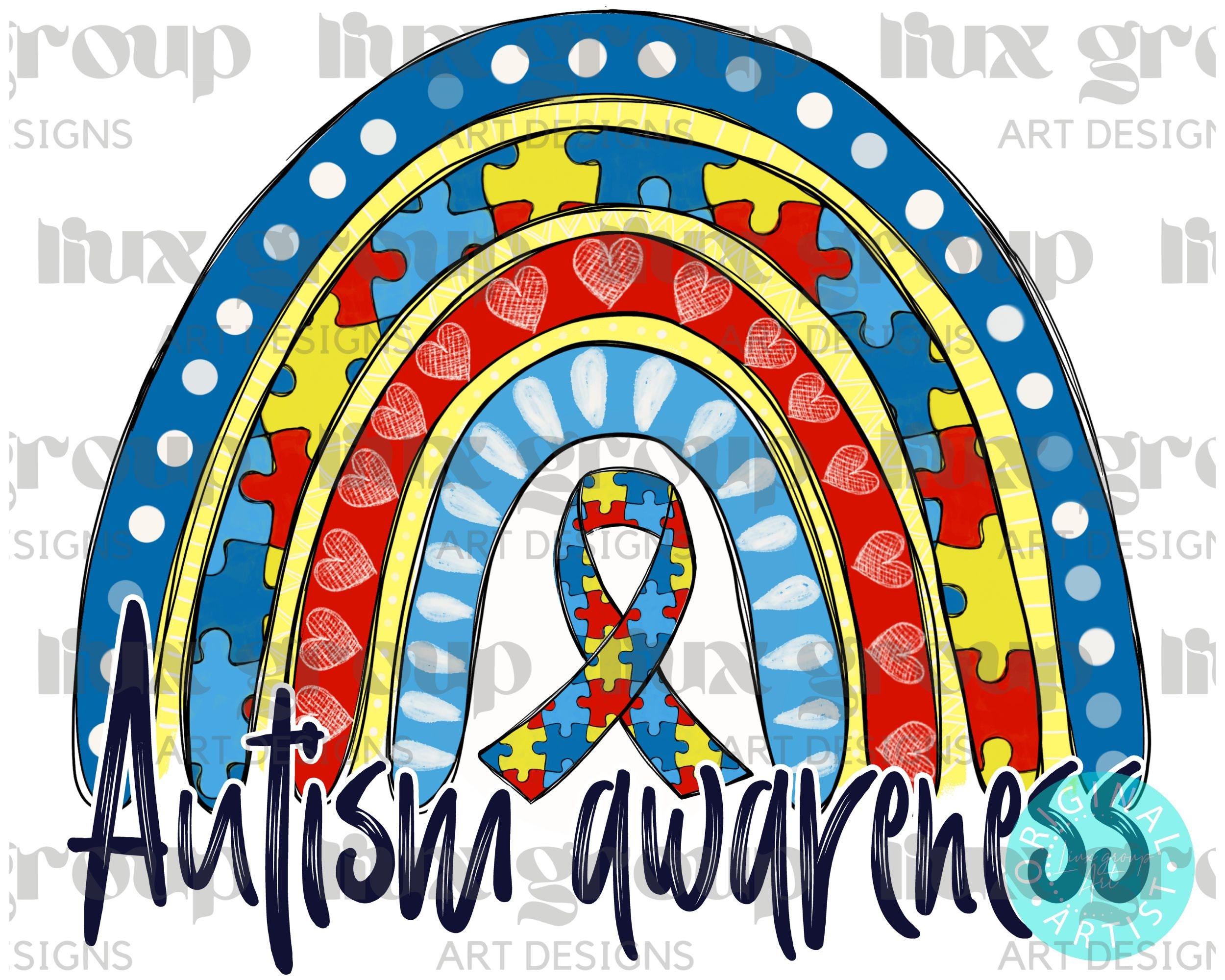 Autism Awareness Rainbow PNG Autism Awareness Hand Drawn PNG - Etsy