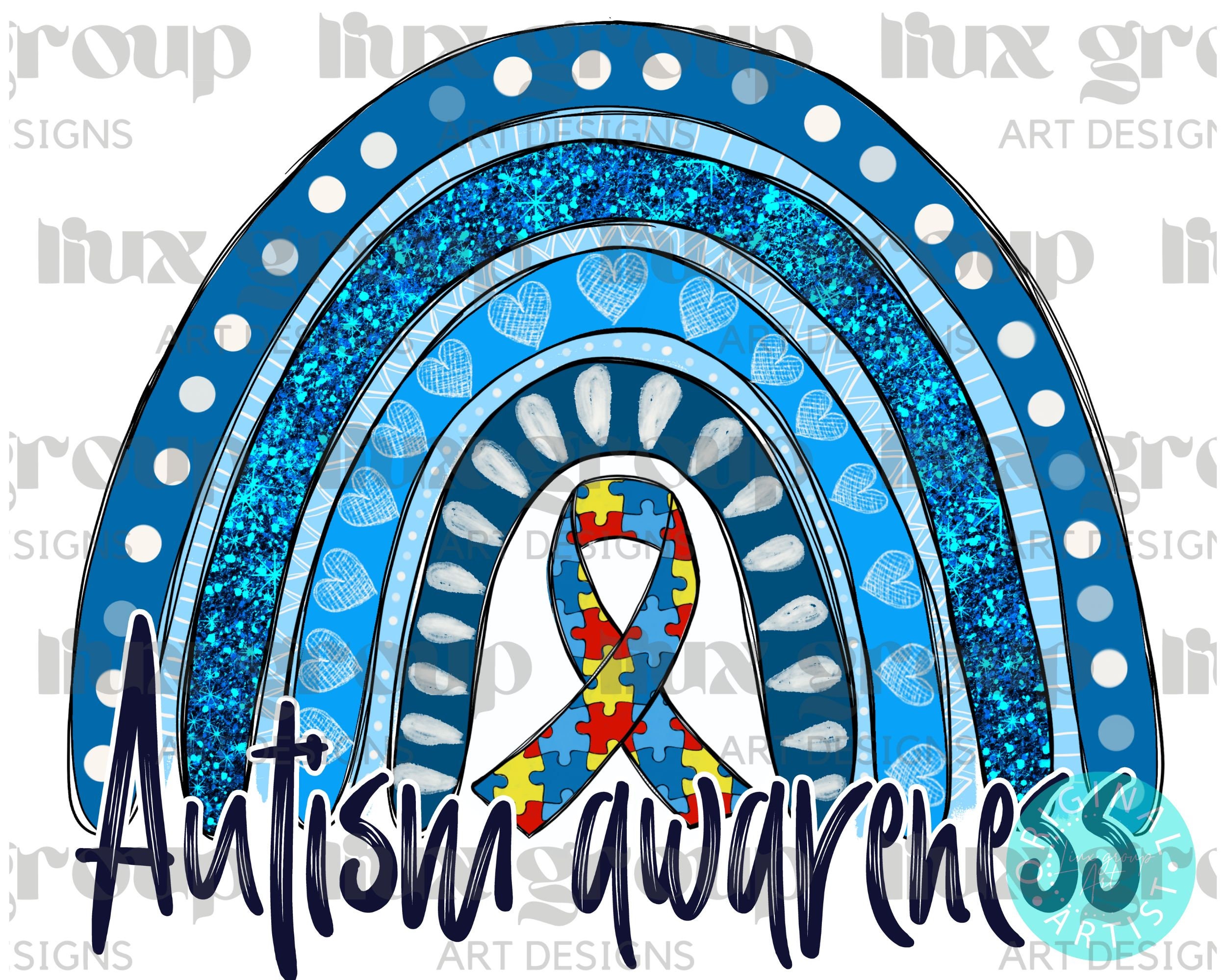 Autism Awareness Rainbow PNG Autism Awareness Hand Drawn PNG - Etsy