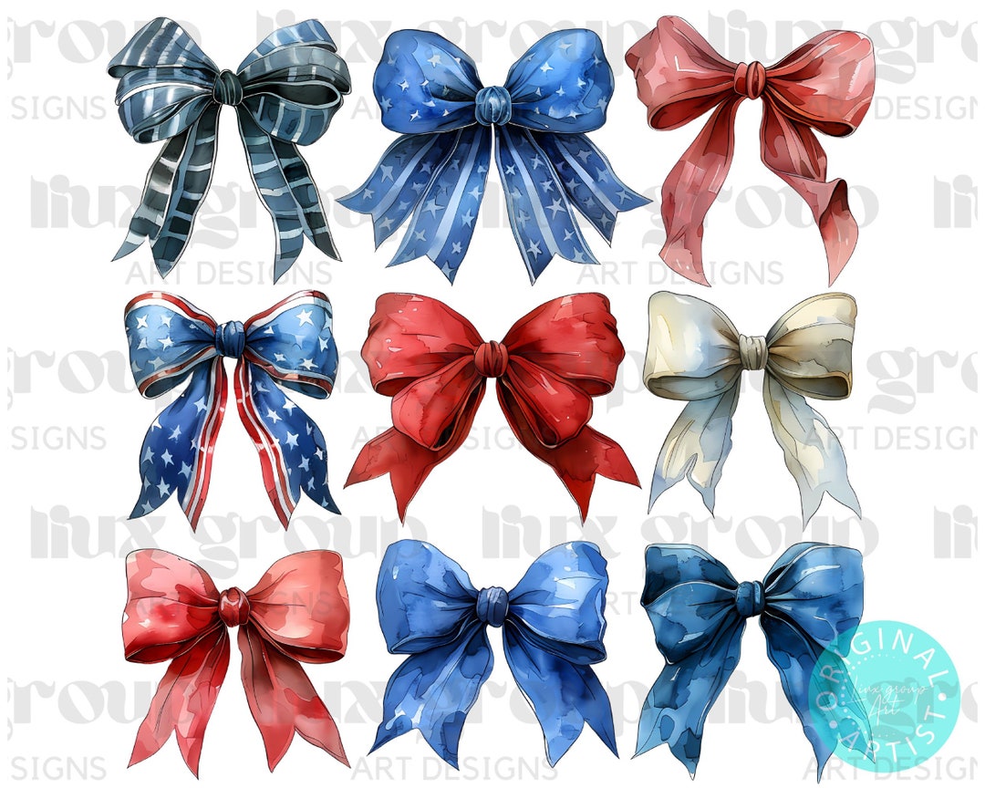 Patriotic Coquette Bows PNG Sublimation Design Download, American Bows ...