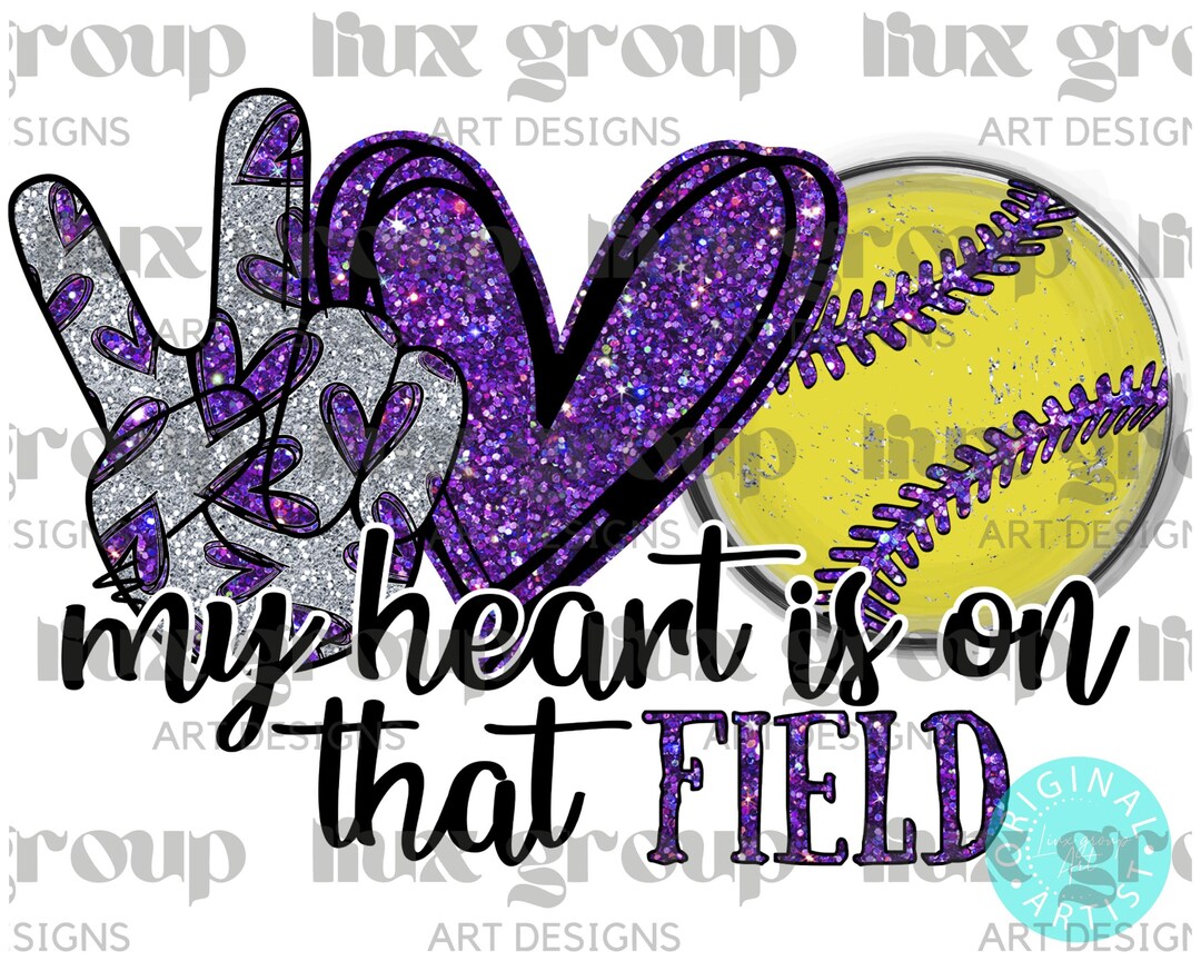 My Heart is on That Field Softball PNG, Peace Love Softball PNG ...