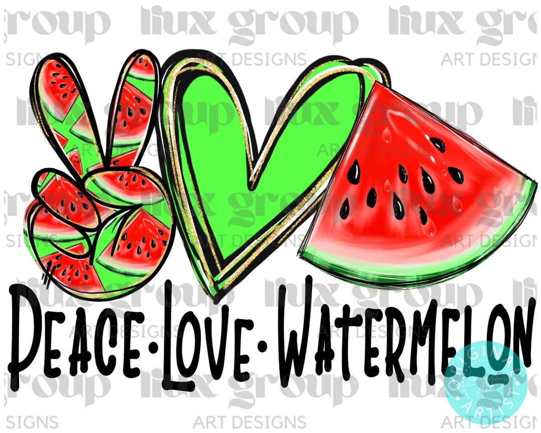 Peace Love Watermelon Hand Drawn PNG, Summer PNG Sublimation Design ...
