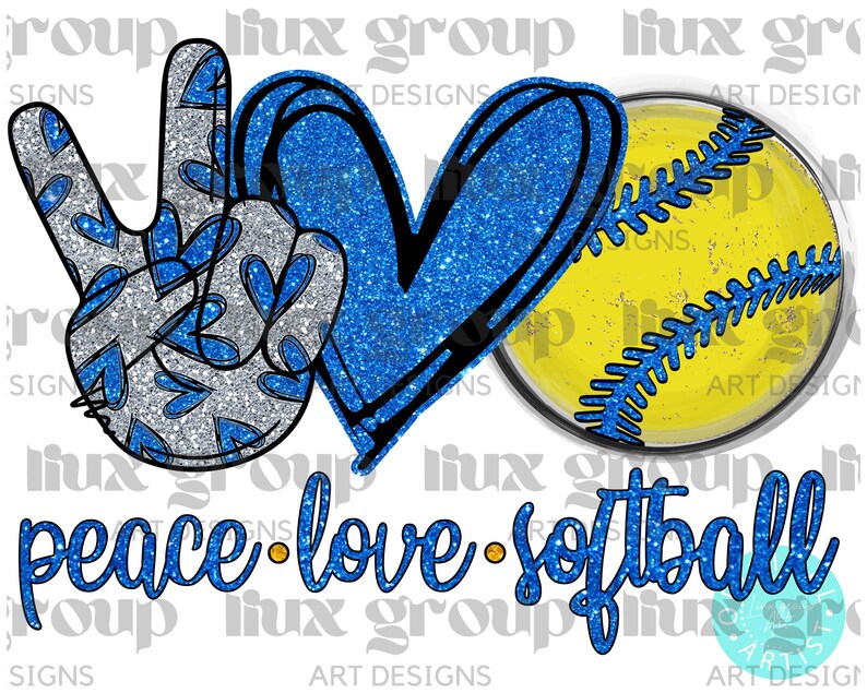 Peace Love Softball PNG Softball Sublimation Design Softball - Etsy