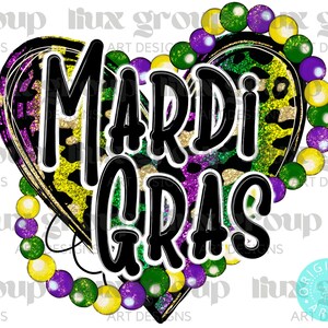 Leopard Heart Mardi Gras PNG, Happy Mardi Gras PNG Sublimation Designs ...