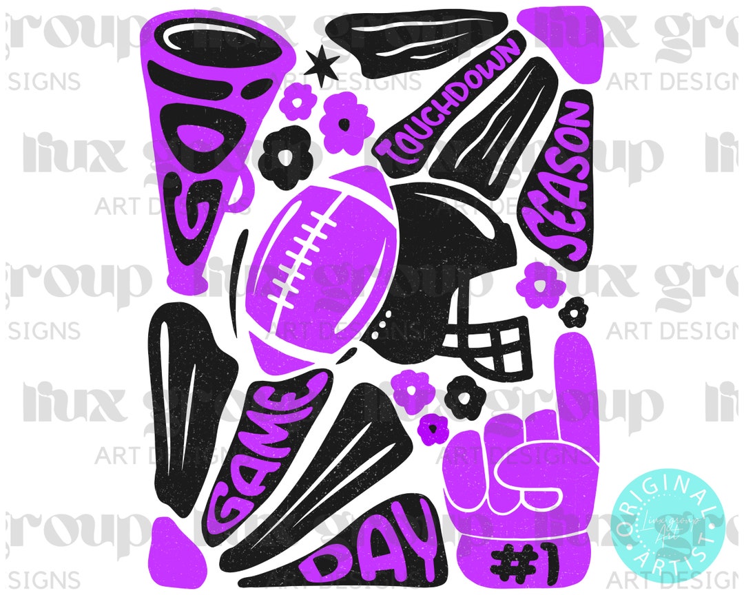 Football Purple and Black Png, Game Day Football Png, Touchdown Season ...