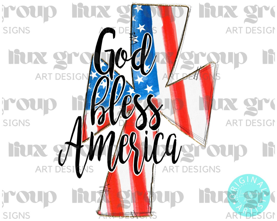 God Bless America Cross PNG Sublimation Design Download, American Flag ...