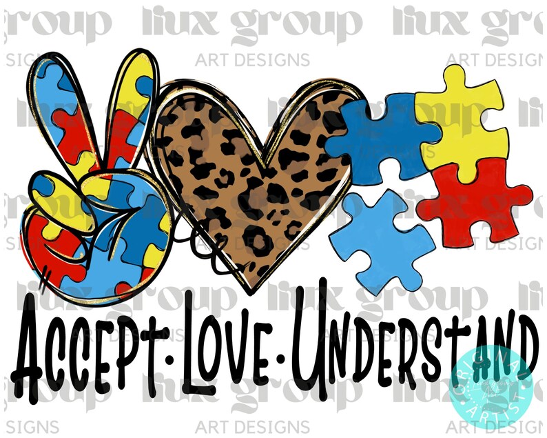 Accept Love Understand Png Autism PNG Autism Awareness Hand - Etsy