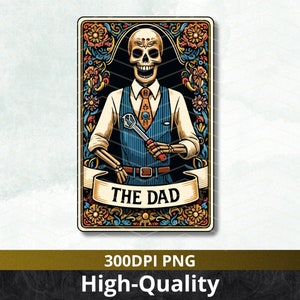 The Dad Funny Tarot Card Png,sublimation Design for Men With Skeleton ...