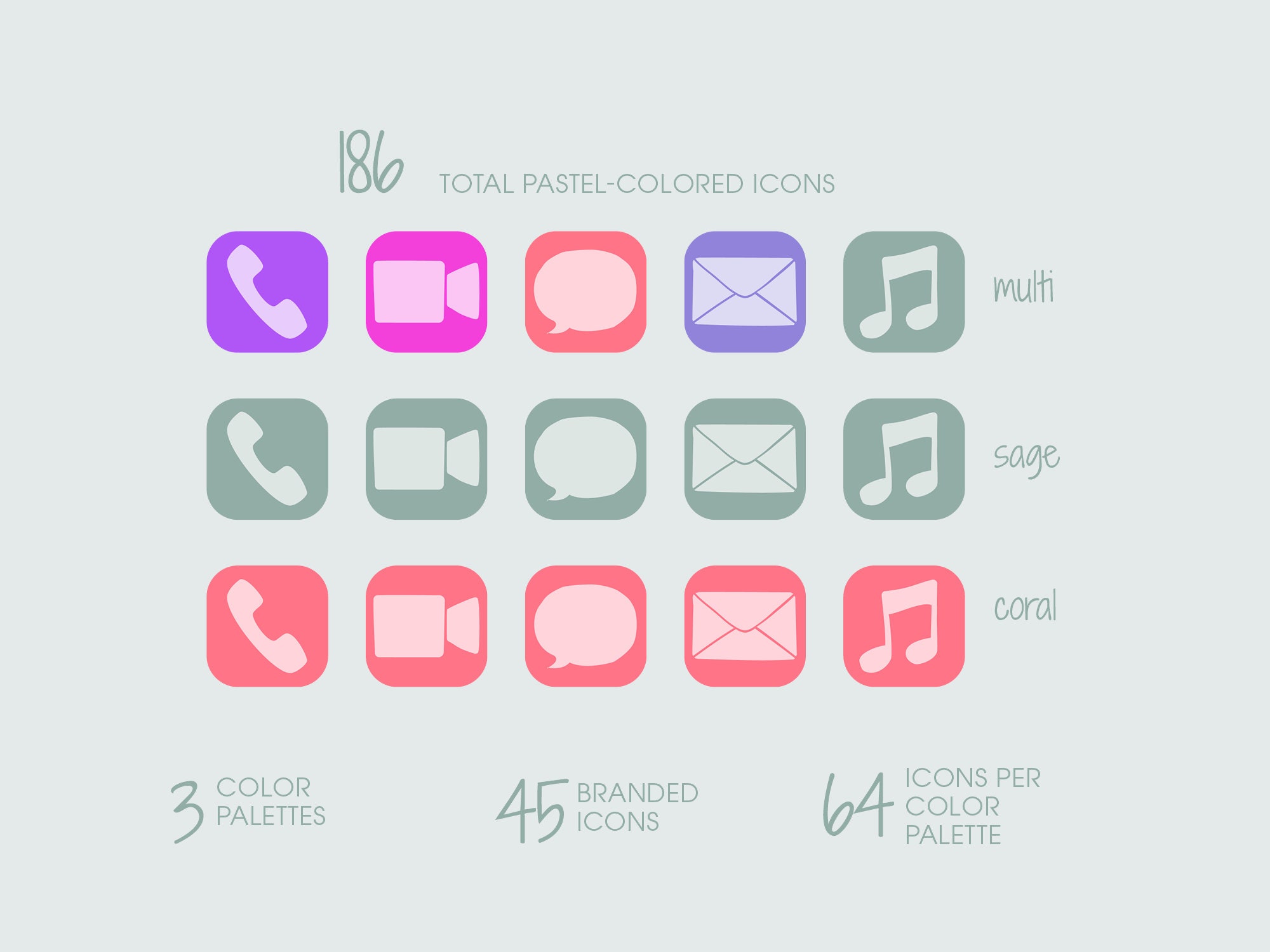 Pastel Doodle iPhone IOS App Icon Set - Etsy