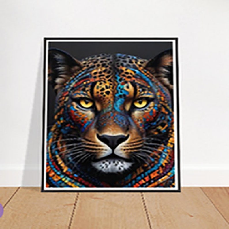 Colorful Leopard Mosaic Art Print - Etsy