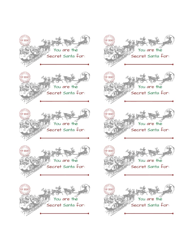 Secret Santa Name Draw Tags Only - Etsy