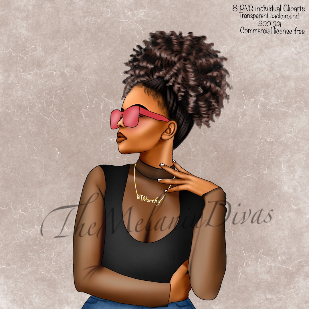 Black Girl Afro Puff Clipart, Black Woman Clipart, Black Girl Clipart, Black Girl PNG, Black ...