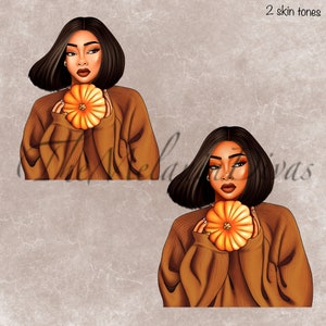 Black Girl Clipart, Black Girl October Theme Clipart, Pumpkin Clipart ...