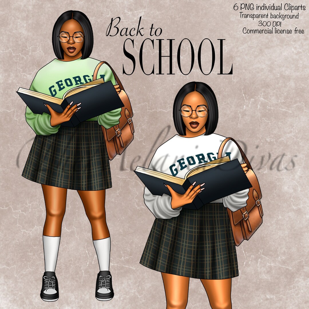 Black Girl Back to School Clipart: Book Lover PNG (digital Download) - Etsy