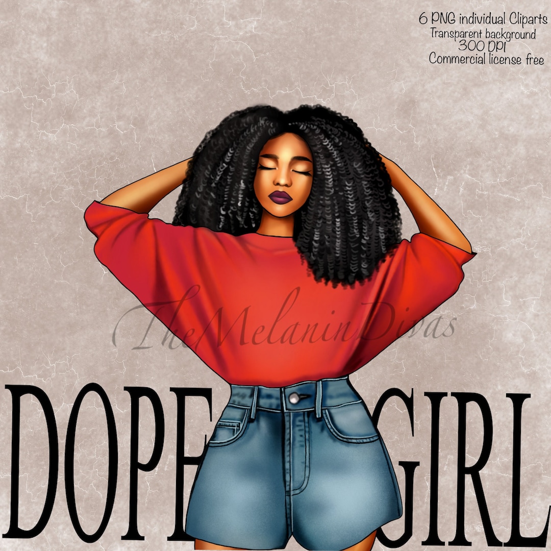 Dope Girl Clipart, Black Dope Girl, Black Girl Clipart, Cool Black Girl ...
