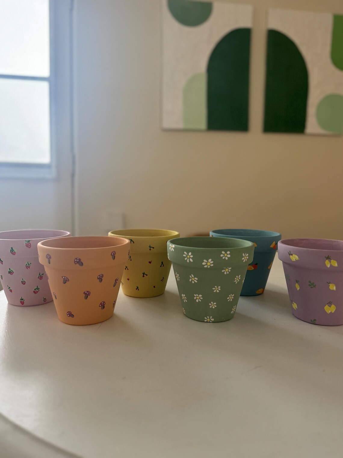 Hand Painted Clay Pots - Etsy
