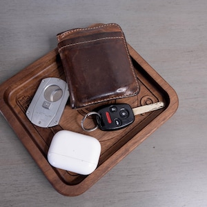 Vintage Record Player Inlay Jewelry Dish - Handcrafted Walnut Catch All ...