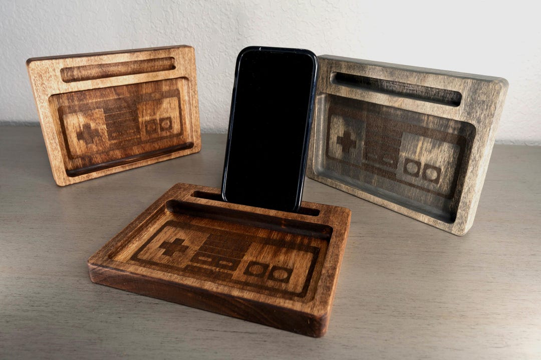 Handcrafted Classic Console Controller Desk Tray: Universal Phone Slot ...