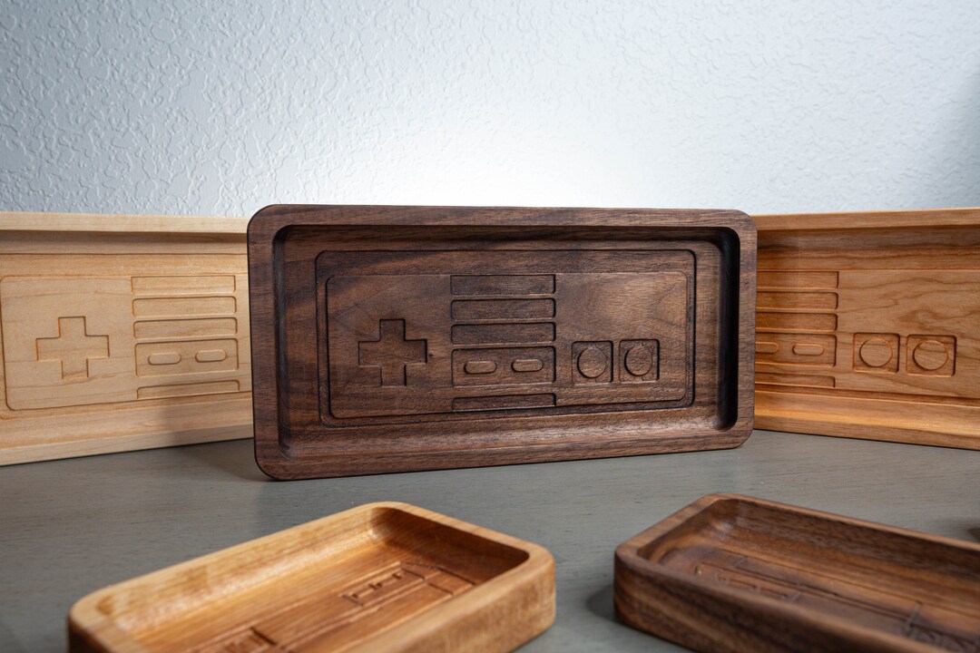 Retro Gaming Inlay Wooden Tray – NES Style Controller Silhouette ...