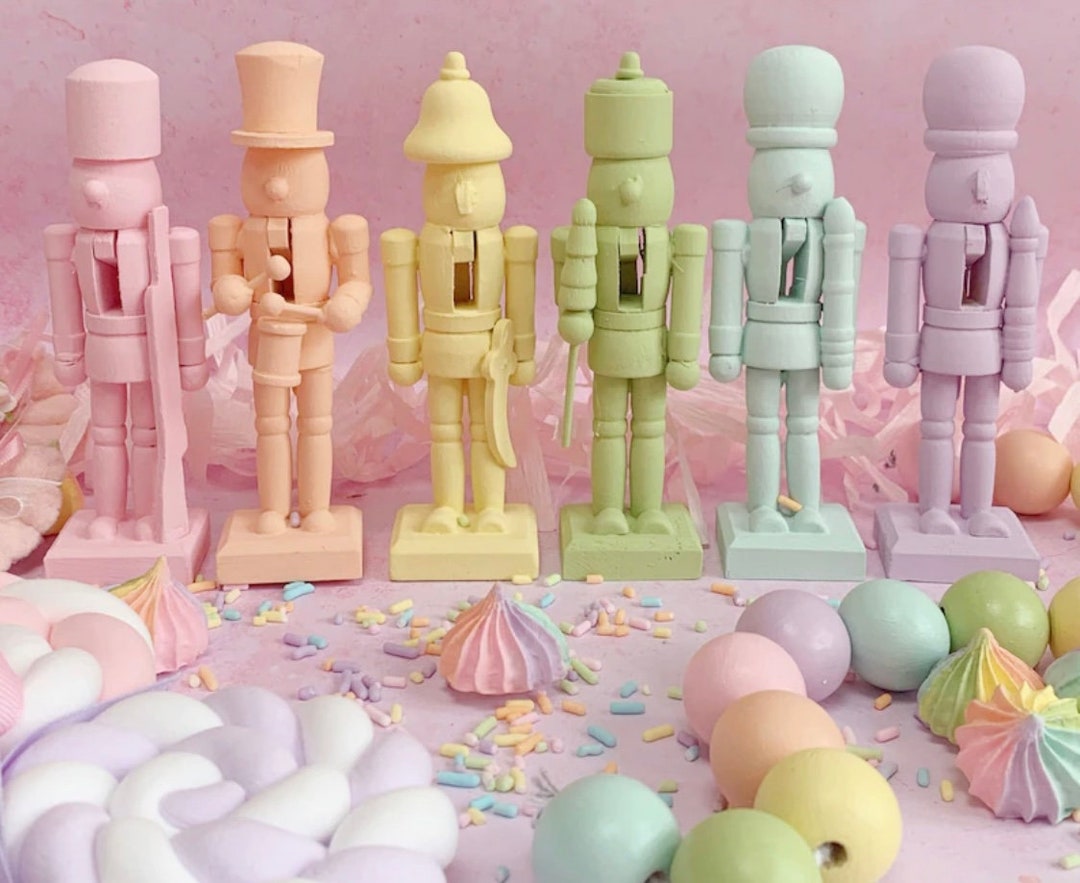 Pastel Christmaspastel Nutcrackersrainbow Christmas Decorations, Toy Soldierswooden Nutcrackers ...