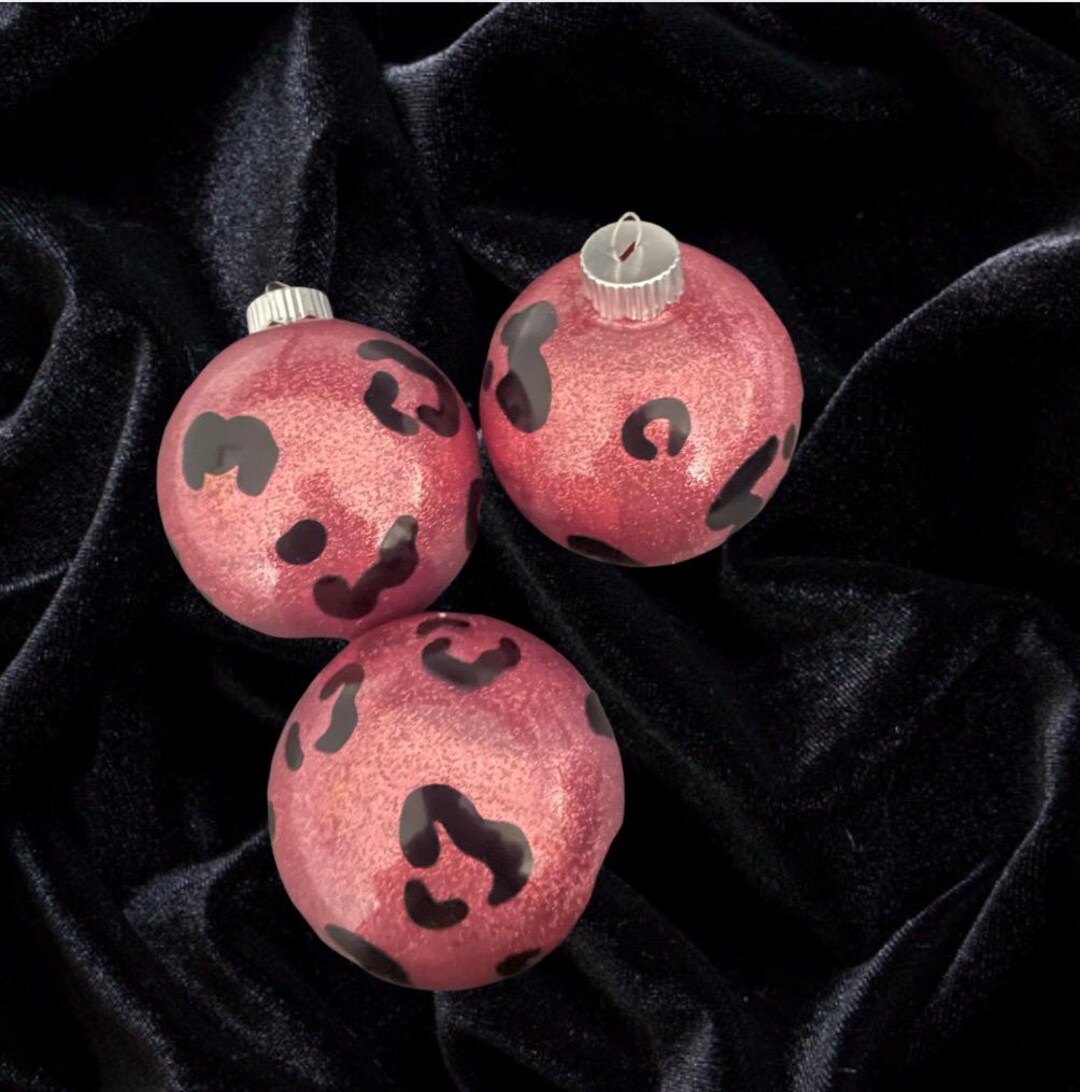 Custom Leopard Ornamentsglitter Leopard Print Ornament Pastel Christmas ...