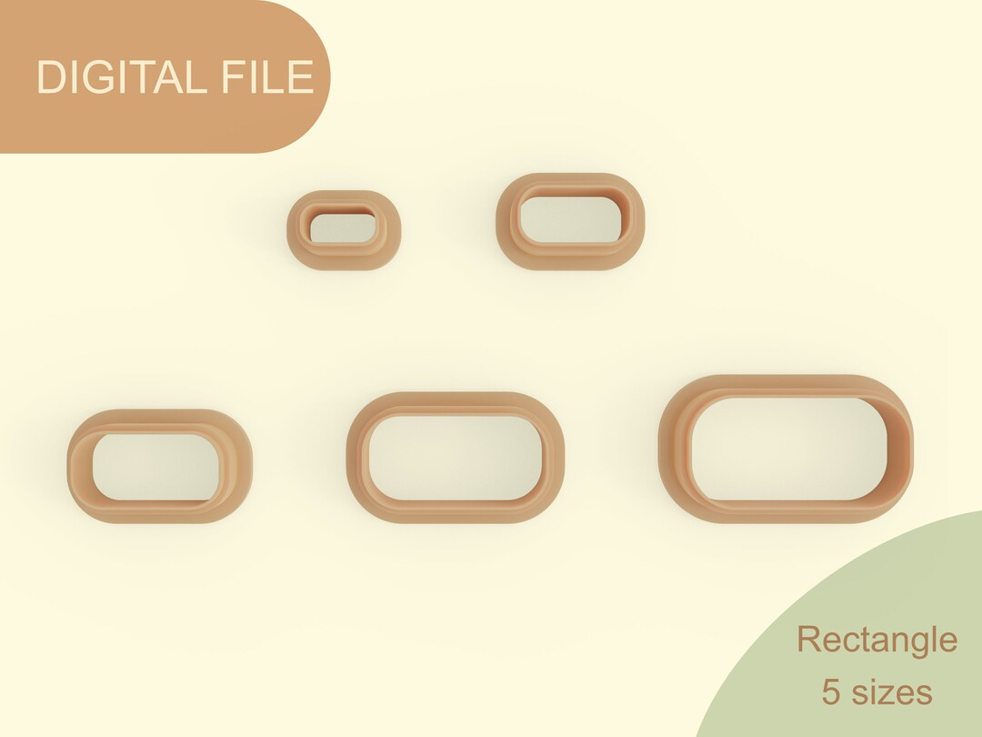 Polymer Clay Cutter Rounded Rectangle 5 Sizes Digital STL - Etsy