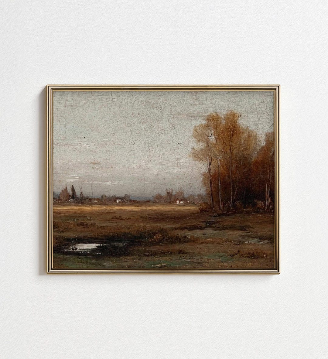 Vintage Autumn Marsh Landscape - Printable Wall Art, Moody Rustic Scene ...