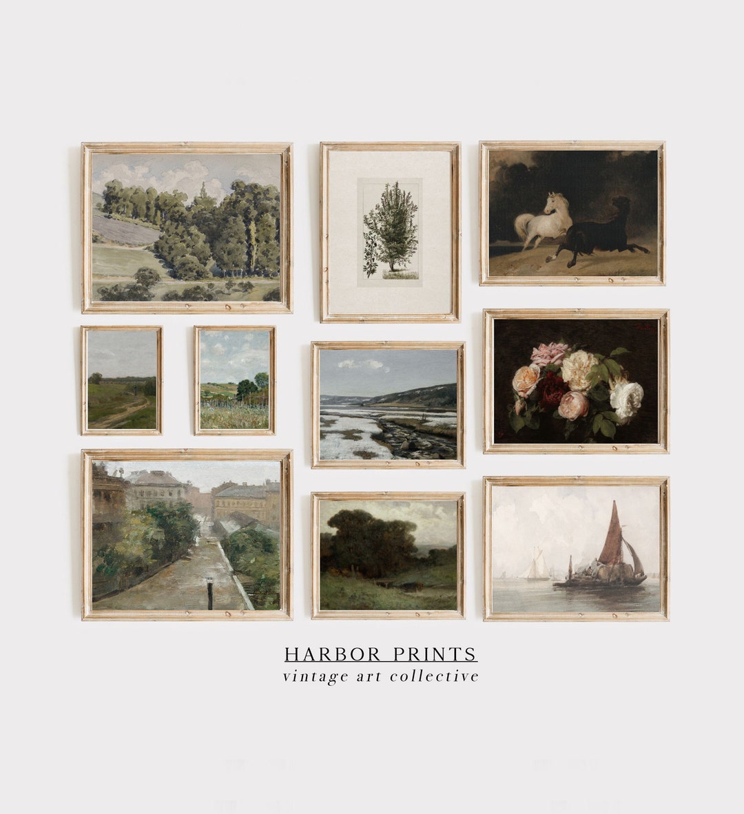 Printable Living Room Wall Art Gallery Digital | Oil Painting Set 10 ...