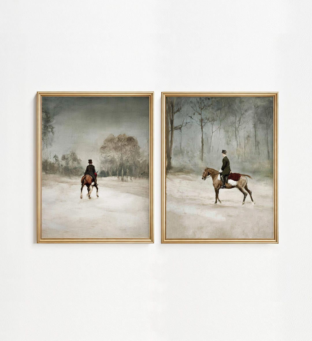 Vintage Winter Equestrian Gallery Set, Printable Wall Art | Classic ...
