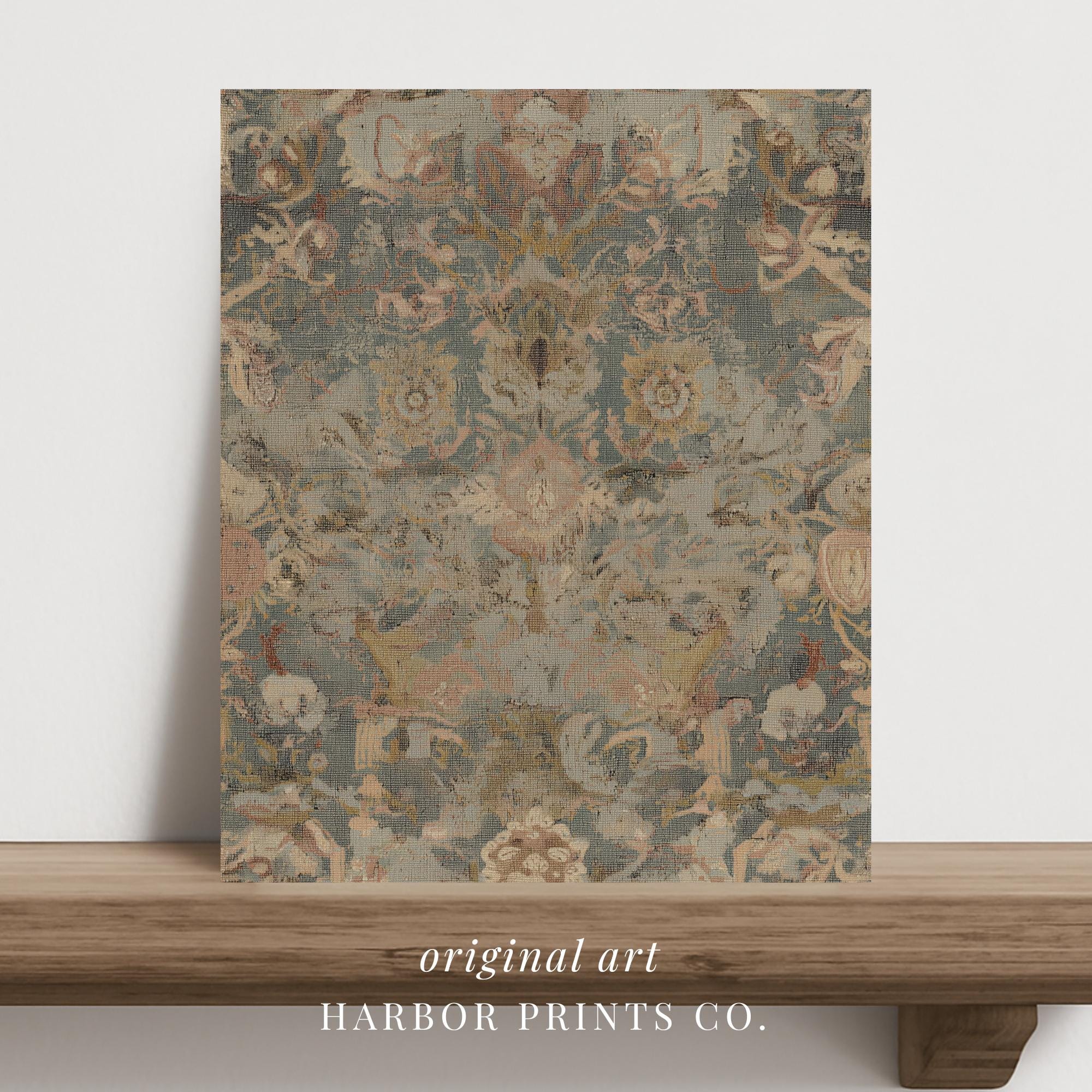 Set of 2 Vintage Tapestry Prints: Antique Textile Wall Art (digital ...