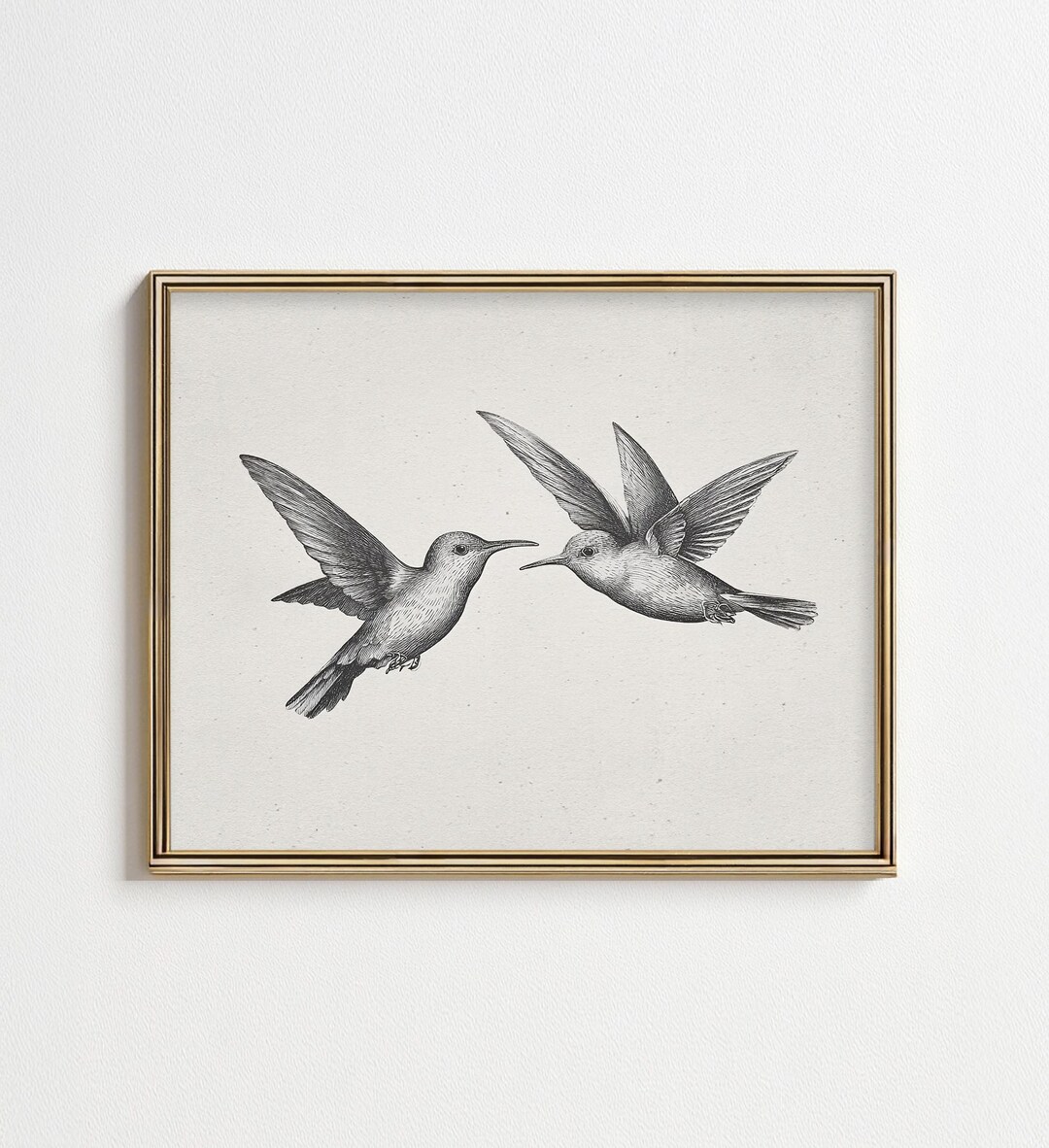 Arte mural imprimible de colibríes vintage: decoración rústica botánica ...