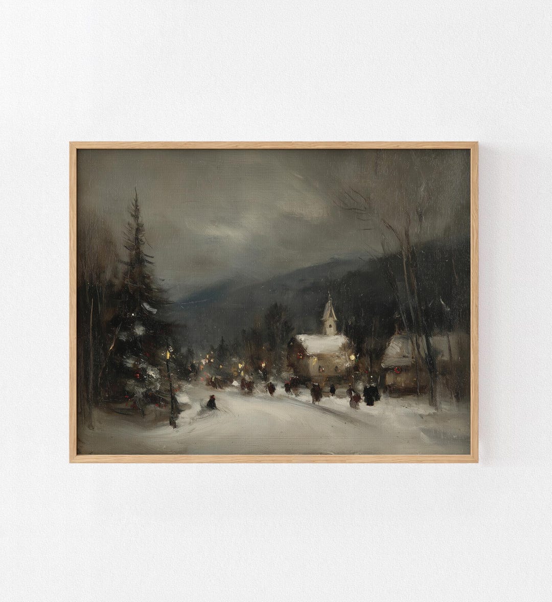 Winter Village Church Wall Art Print – Christmas Printable - Snowy ...