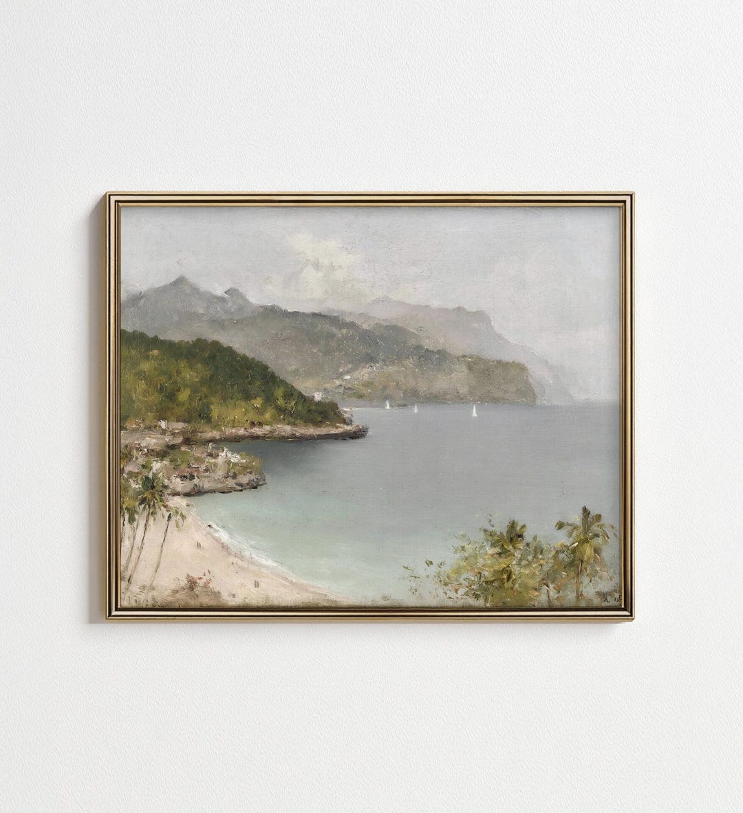 Rustic Coastal Seascape Printable Wall Art - Vintage Art Print ...