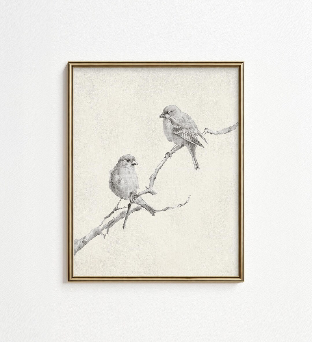 Vintage Songbird Sketch Drawing - Printable Wall Art, Cottage Nature ...