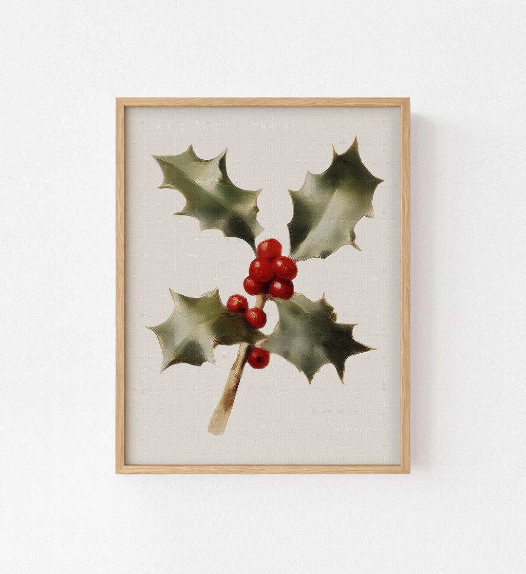 Rustic Holly Berry Watercolor Wall Art Print, Farmhouse Christmas ...